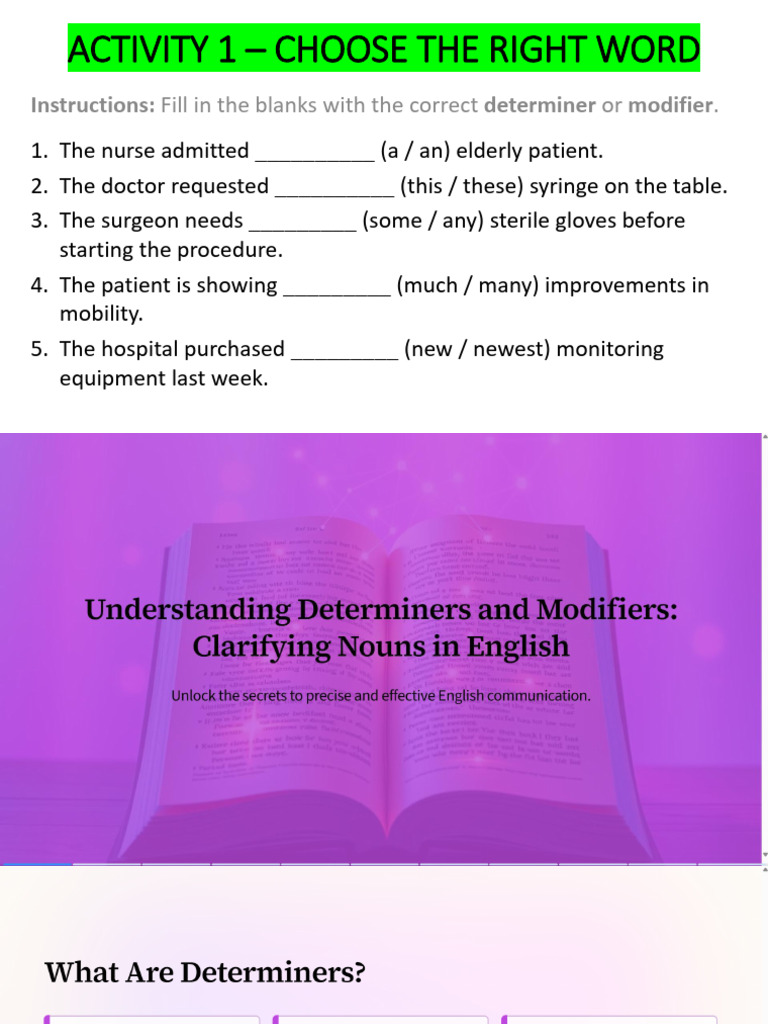 Lesson 4 - Determiner and Modifiers | PDF