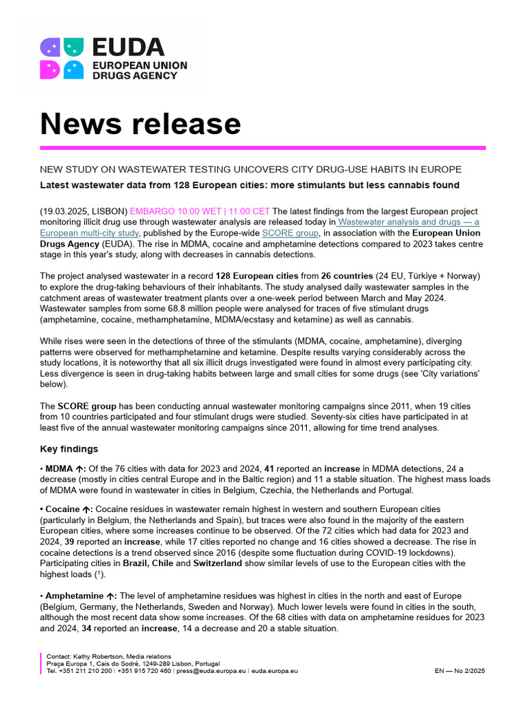 News-Release02 2025 en Wastewater Finalweb Final Rev | PDF | Mdma ...