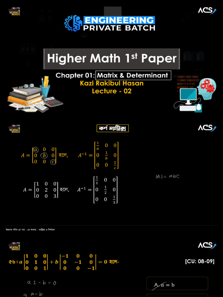 Matrix & Determinant Class 2 Note | PDF