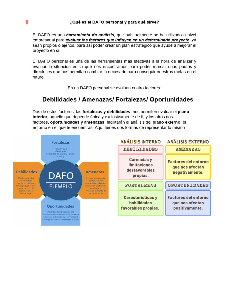 Análisis DAFO Personal: Definición y Uso | PDF | Análisis FODA