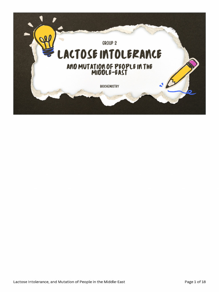 Lactose Intolerance, and Mutation of People in The Middle-East | PDF