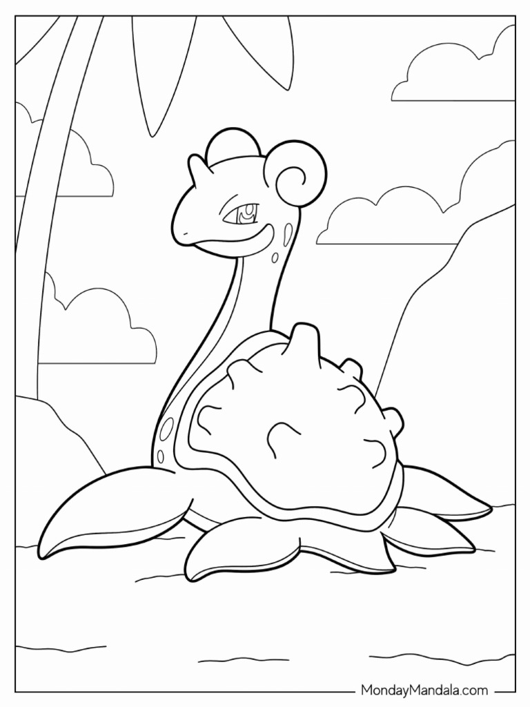 Coloring Page of Lapras On The Beach | PDF