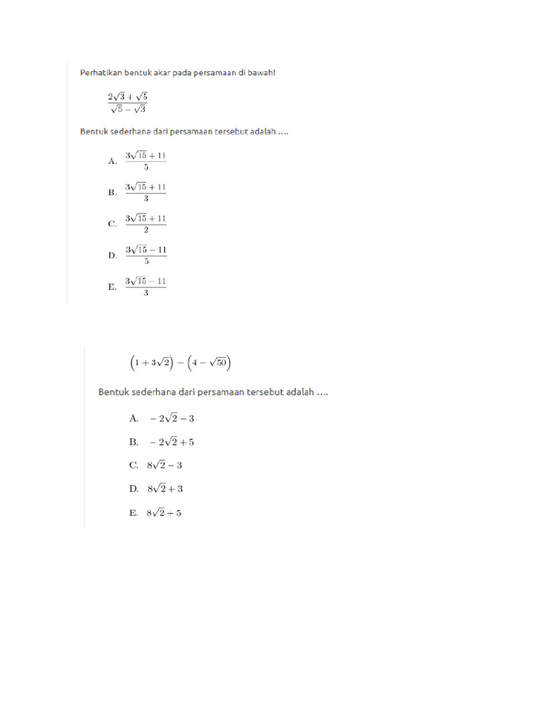 Contoh Soal MTK | PDF