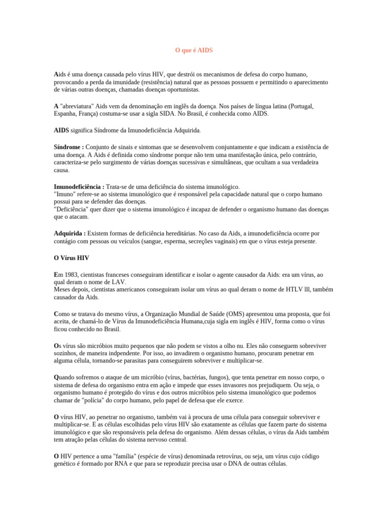 aids 2 | PDF | HIV/AIDS | Vírus
