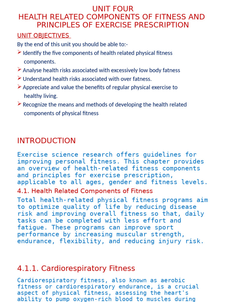 Unit Four - Health Related Components of Fitness and ... | PDF | Muscle ...