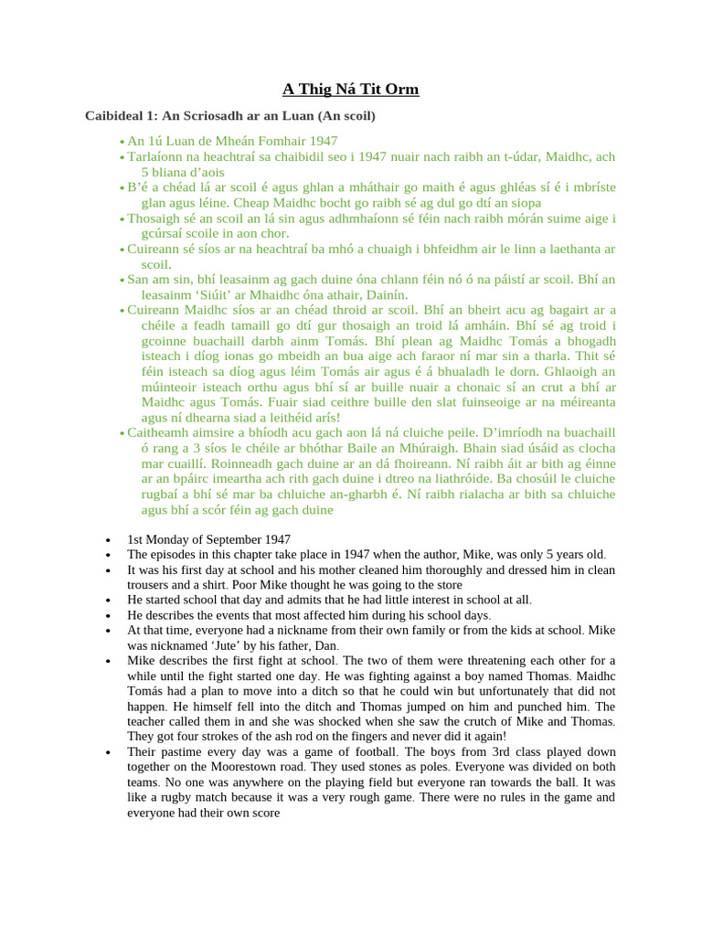 A Thig Ná Tit Orm Achoimre | PDF