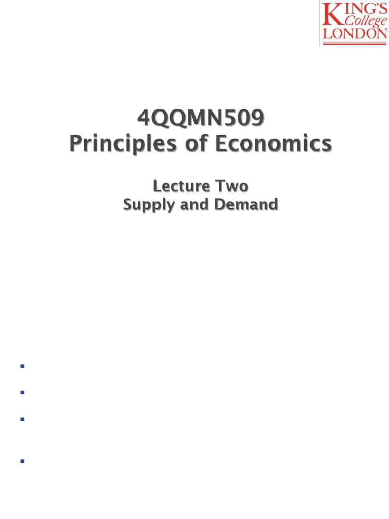 Lecture 2 - Supply and Demand | PDF | Demand | Supply (Economics)