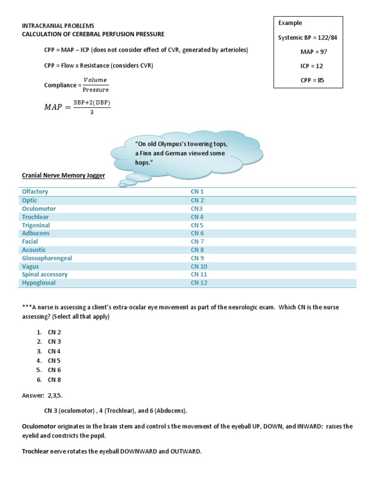 Calculation of Cerebral Perfusion Pressure | PDF