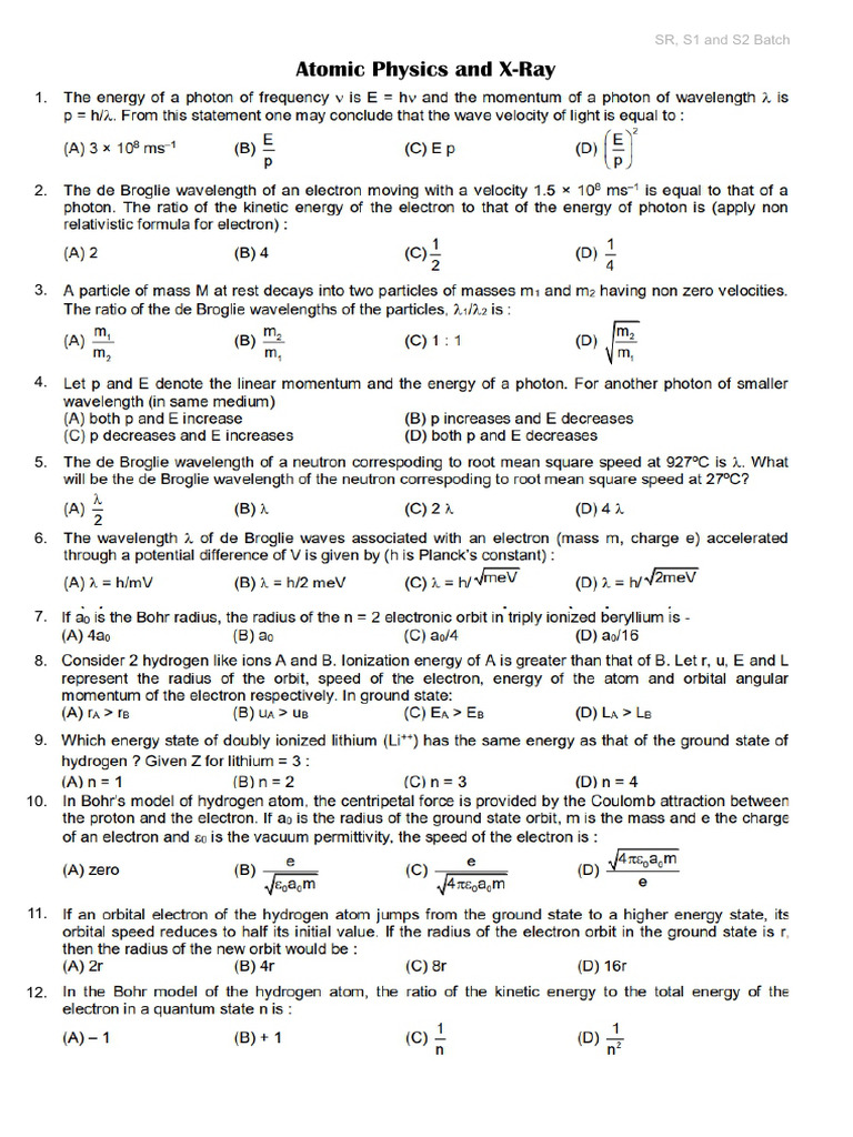 Bohr Model X-Ray Assignment | PDF