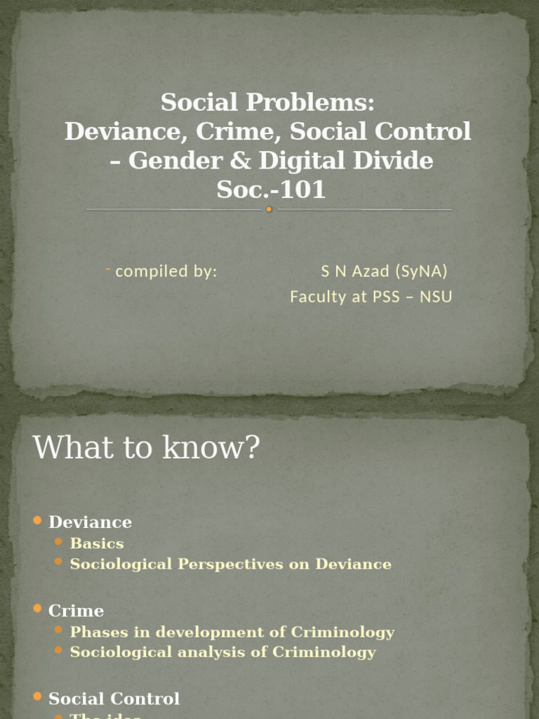 Social Problems: Deviance & Control Insights | PDF | Deviance ...