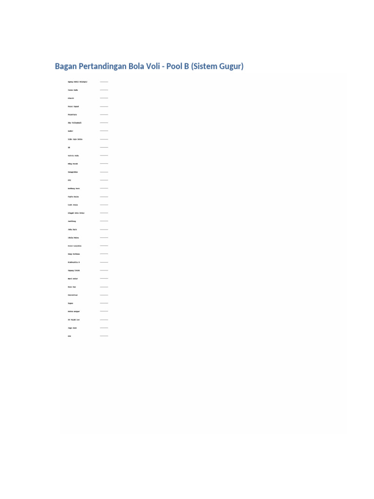 Bagan Pertandingan Bola Voli Pool B | PDF