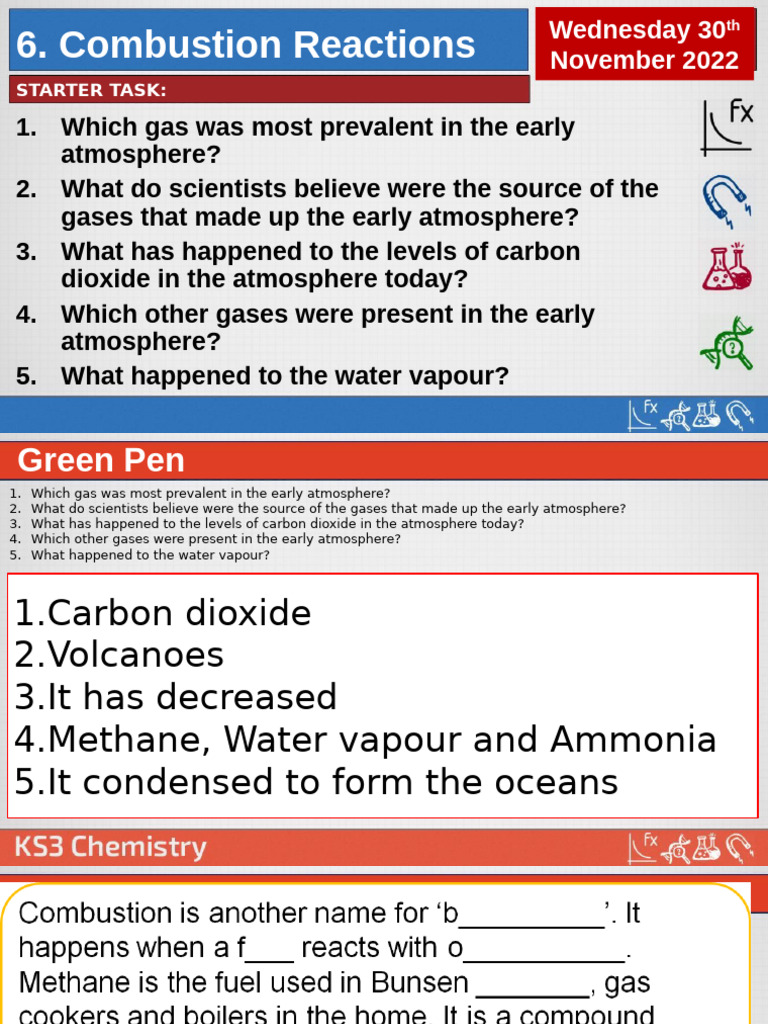 Early Atmosphere and Combustion Reactions | PDF