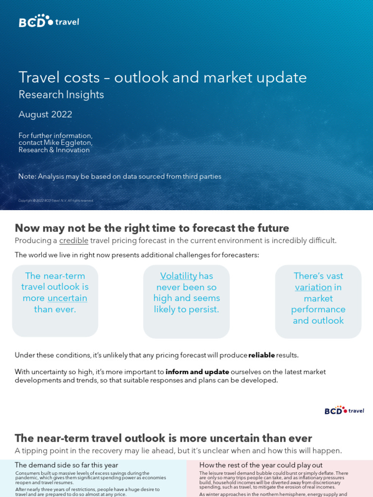 Travel Cost Outlook: Market Update 2022 | PDF | Cost Of Living | Inflation