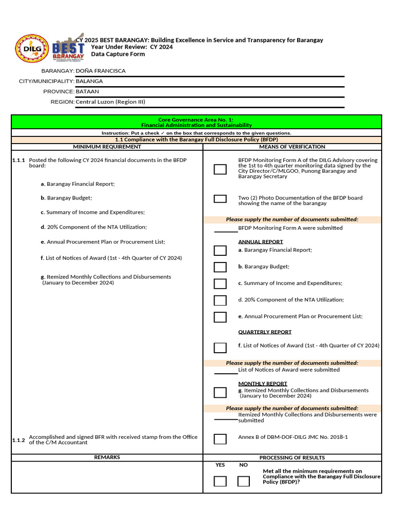 Updated - 2025 BEST Barangay Data Capture Form (DCF) | PDF | Emergency ...