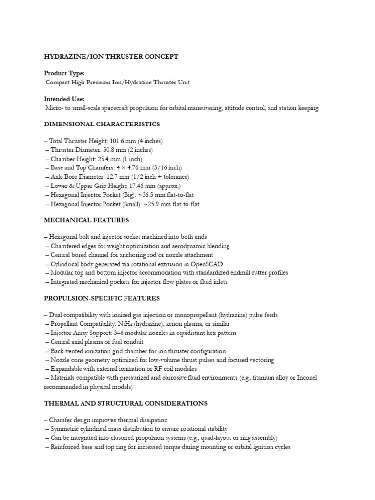Hydrazine - Ion Thruster Concept | PDF | Rocket Engine | Spacecraft ...