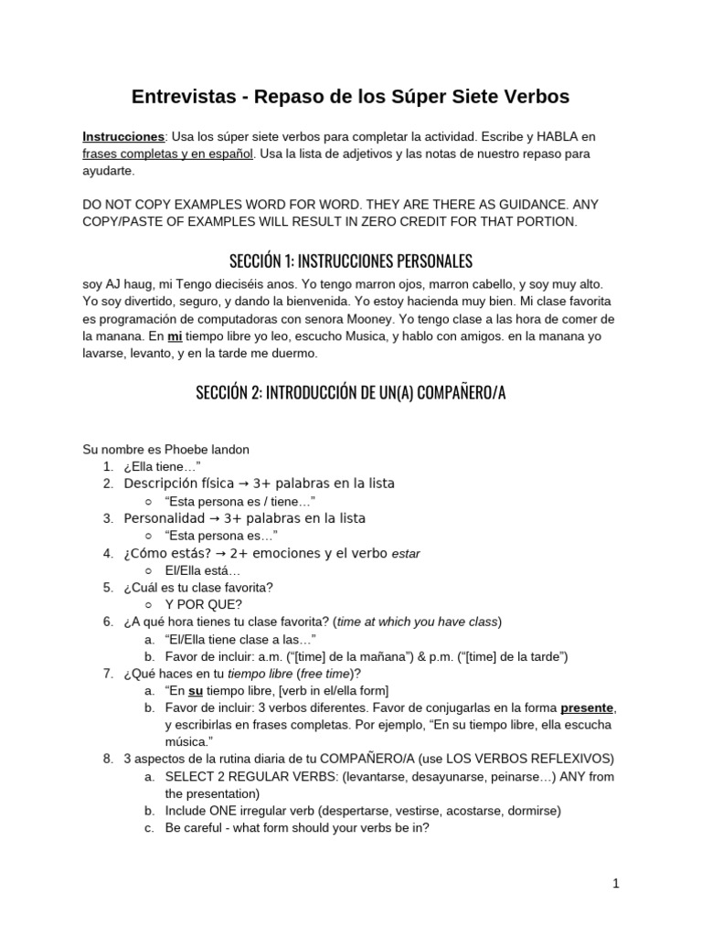 Entrevistas - Sp3!25!26 Los Super Siete Verbos | PDF