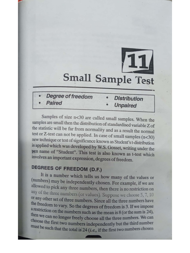Small Sample Test (Biostatisitics) | PDF