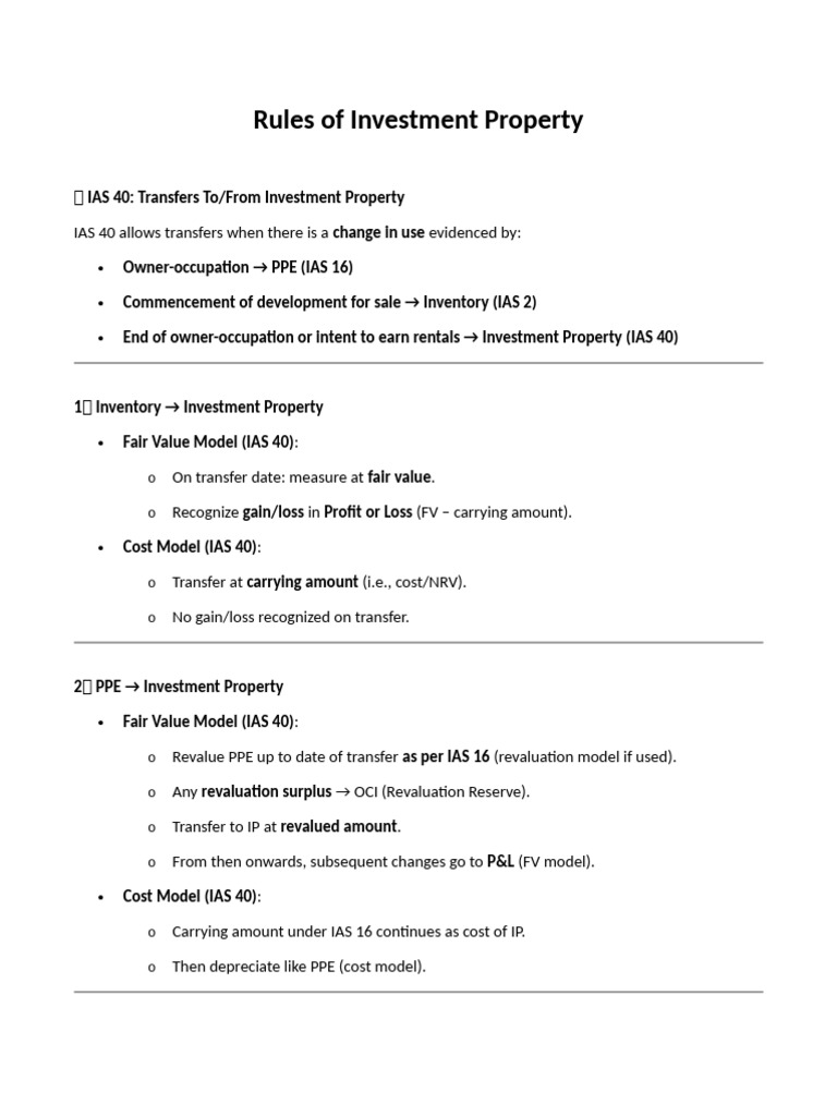 Investment Property Transfer Rules Explained | PDF | Fair Value ...