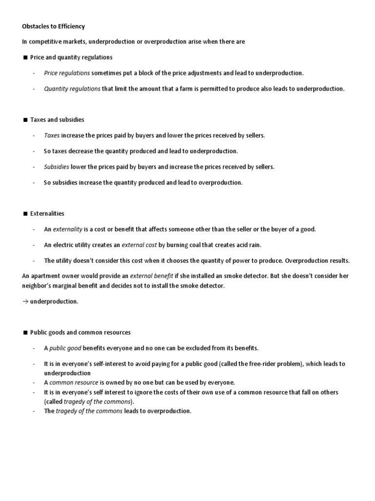 Obstacles To Efficiency | PDF | Externality | Monopoly Obstacles To Efficiency | PDF | Externality | Monopoly