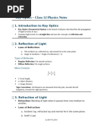Class 12 Ray Optics Study Notes | PDF