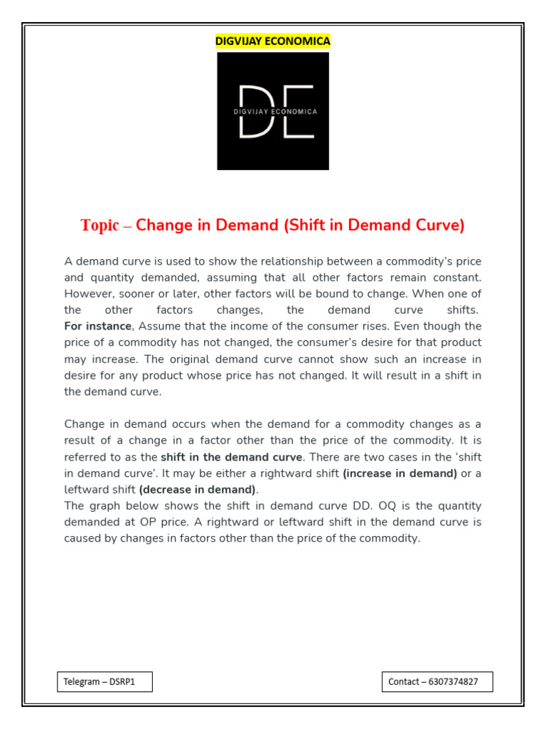 Shift in Demand Curve | PDF