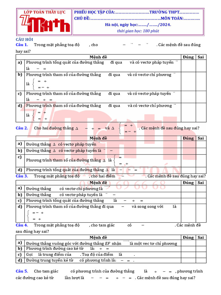 Bài 19. Phuong Trinh Duong Thang - Dungsai | PDF