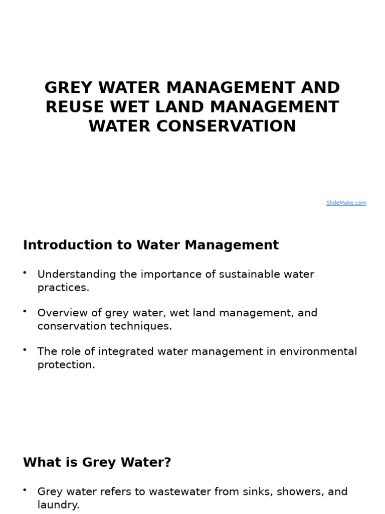 Grey Water Management for Conservation | PDF | Wetland | Reclaimed Water