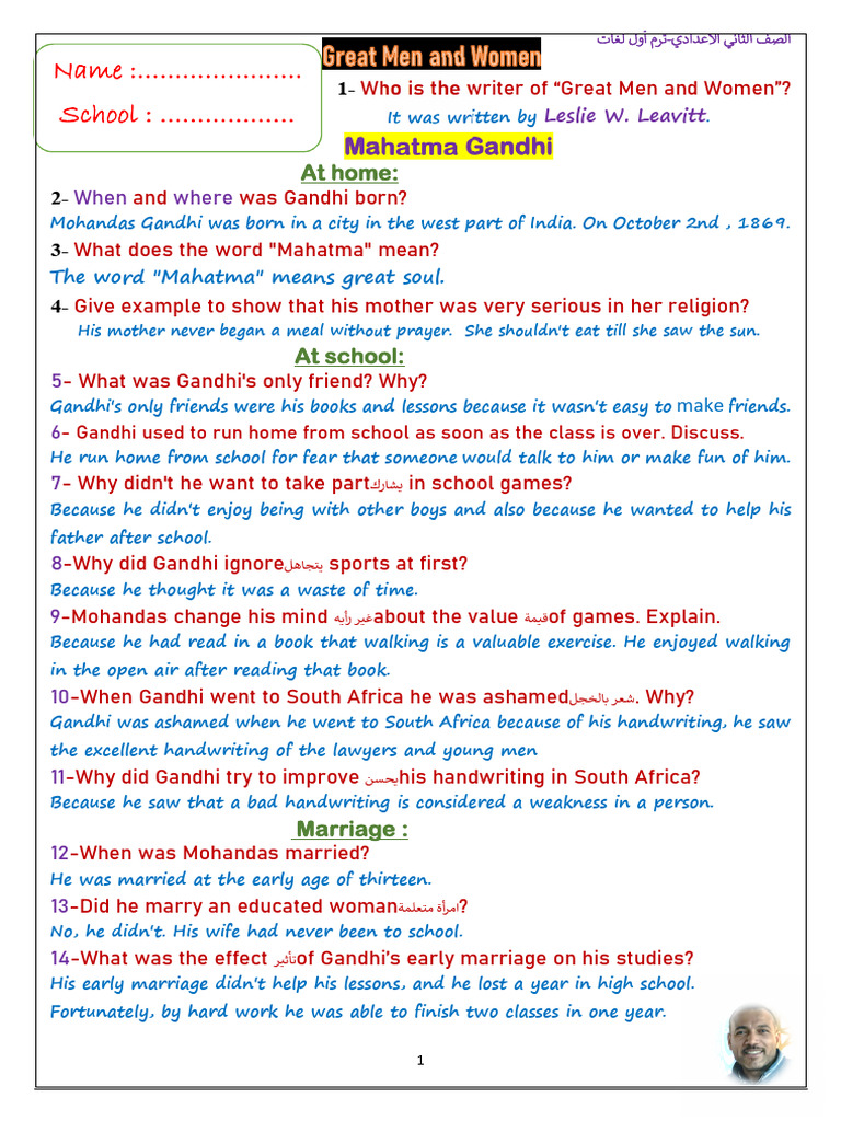 Gandhi: Answers to Key Questions | PDF | Mahatma Gandhi