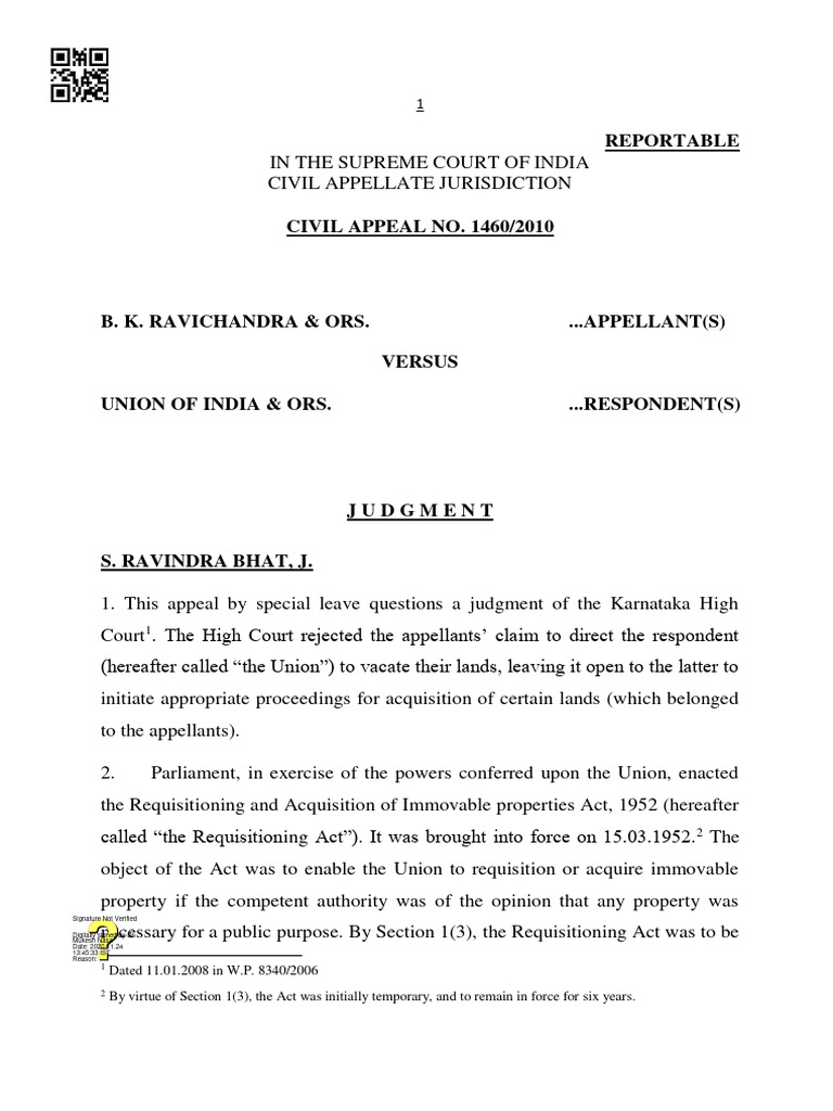 Supreme Court Ruling on Land Requisition | PDF | Judgment (Law) | Appeal