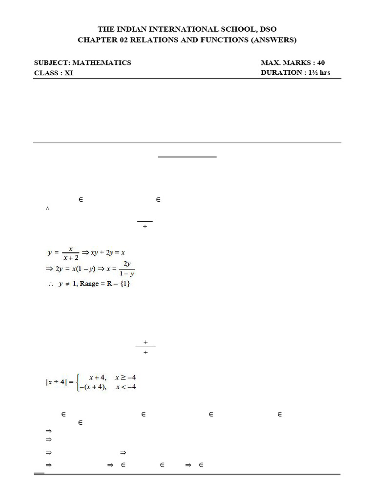 Class XI Mathematics: Relations & Functions | PDF | Mathematics