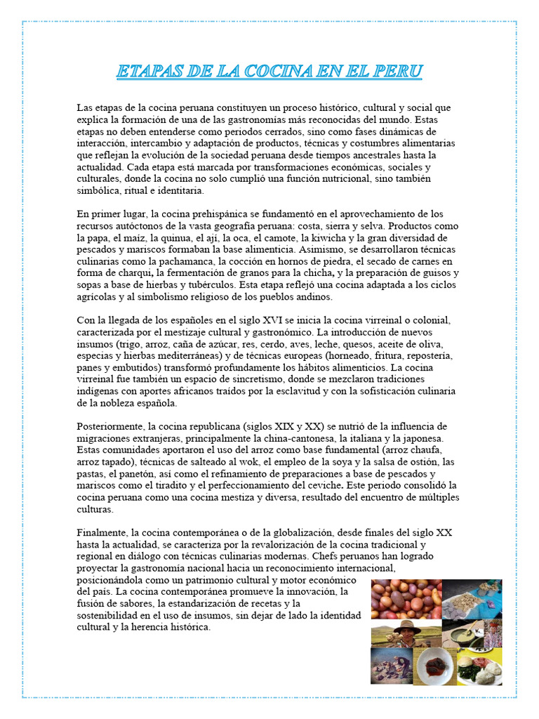 Evolución de la Cocina Peruana | PDF | Cocina | Cocina occidental