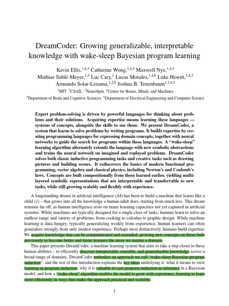 Done - DreamCoder - Growing Generalizable, Interpretable Knowledge With Wake-Sleep Bayesian ...