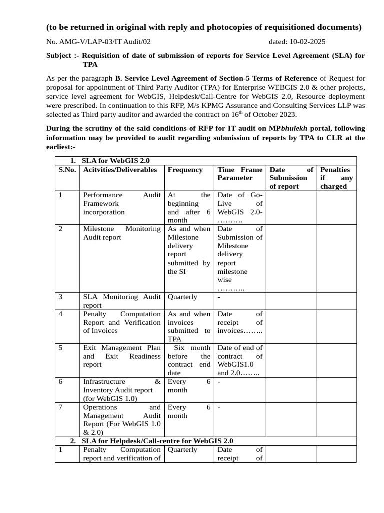 SLA Reports for WebGIS 2.0 Audit | PDF | Service Level Agreement | Business