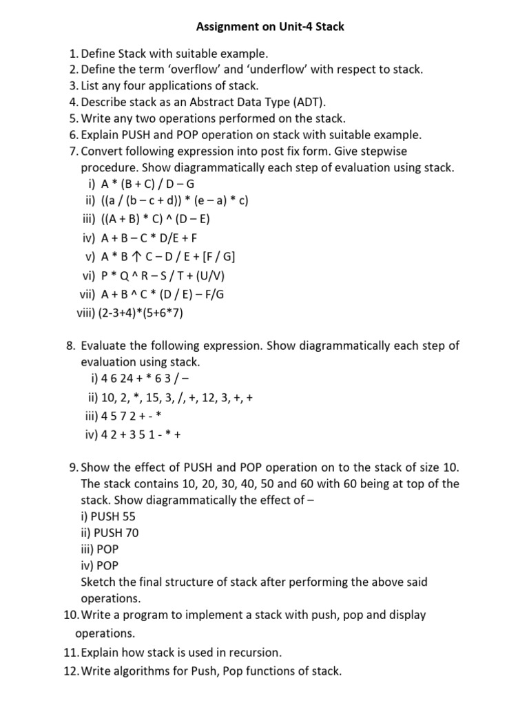 Assignment 3 - Stack | PDF