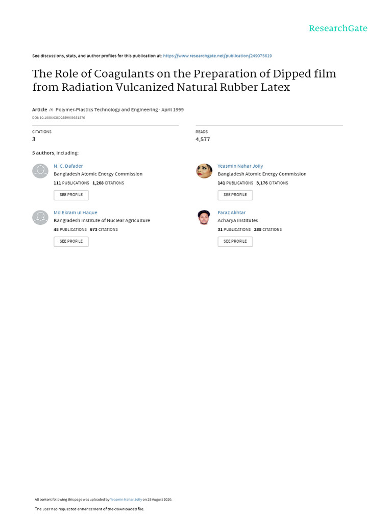 RoleofCoagulants On Dipped Film Preparation For Vulcanized Natural ...