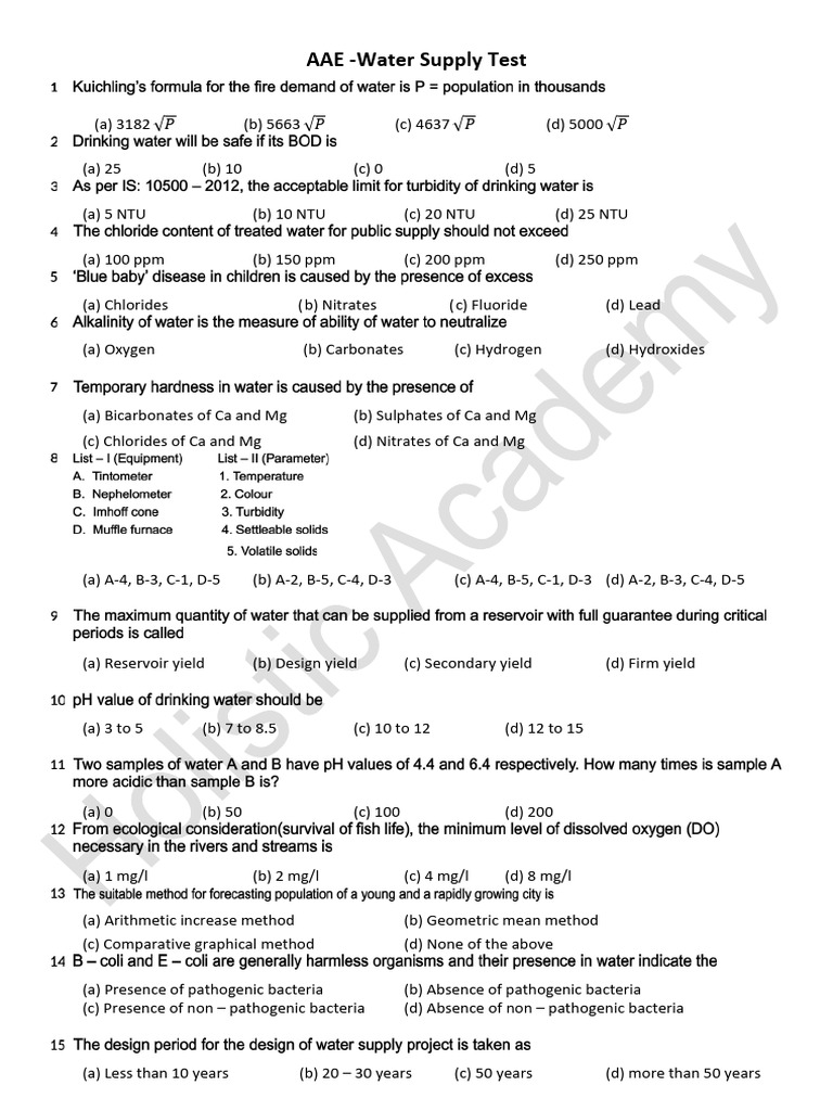 Water Supply Testing Methods and Standards | PDF | Sewage | Sewage ...