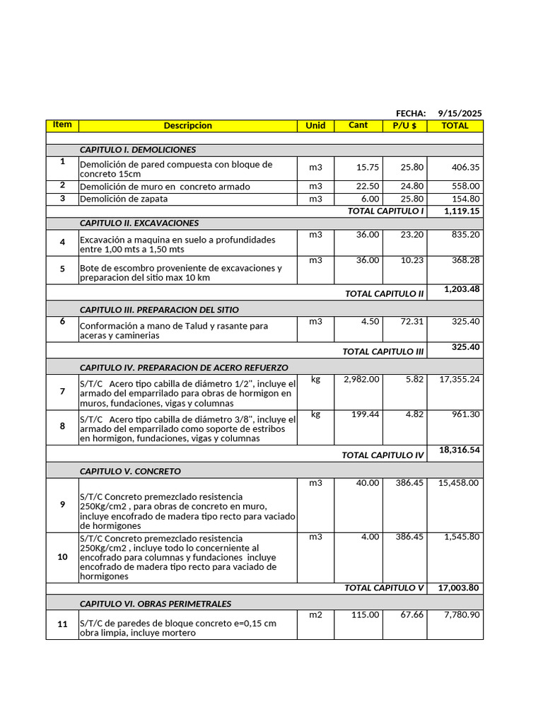 Construccion Muro Septiembre | PDF | Hormigón | Material compuesto
