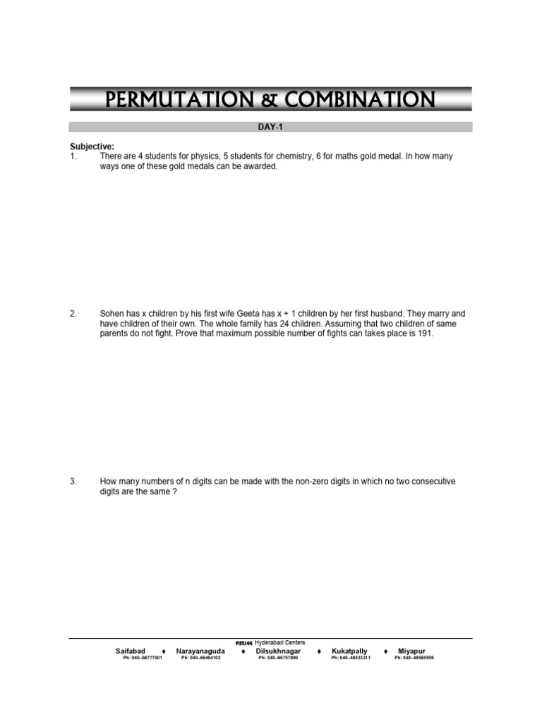PC Advanced | PDF | Permutation | Numbers