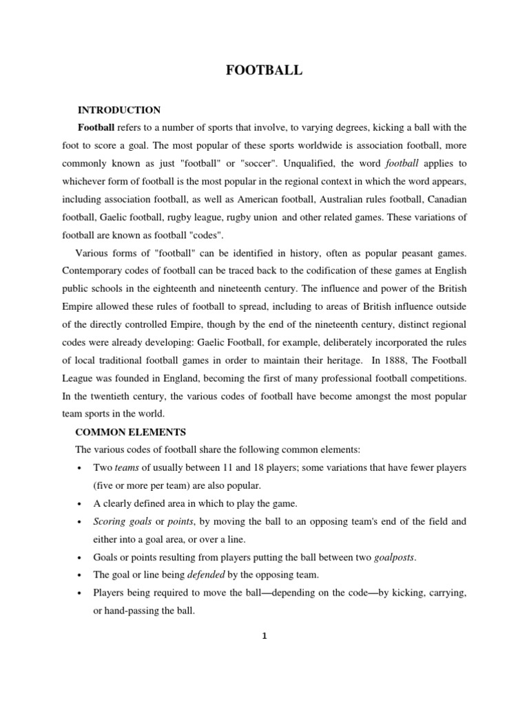 Football | PDF | Association Football | Sport Variants
