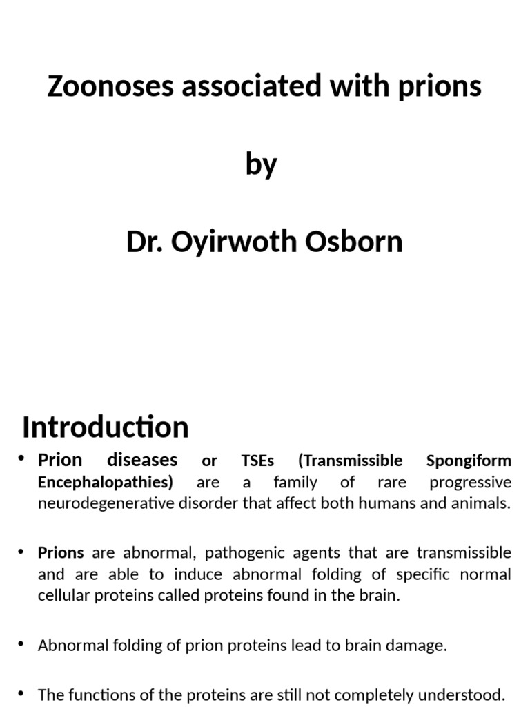 Zoonoses Associated With Prions | PDF | Diseases And Disorders | Medical Specialties
