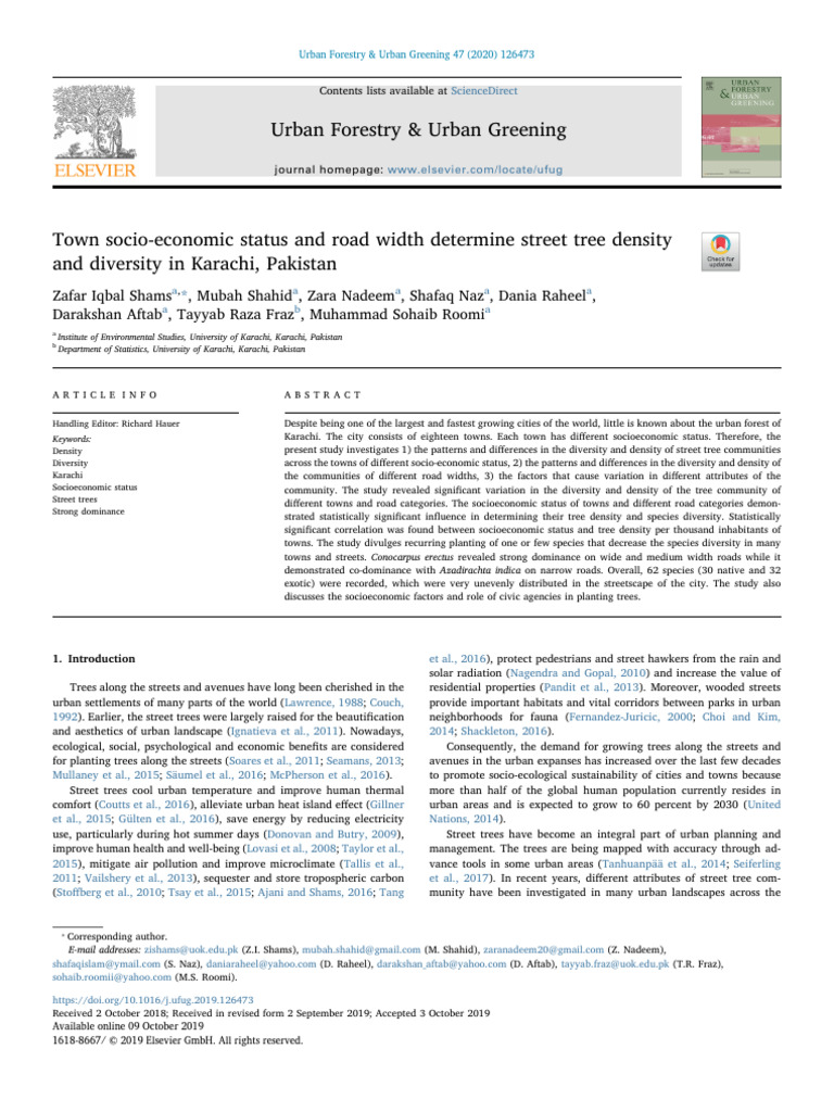 Town Socio-Economic Status and Road Width Determine Street Tree Density ...