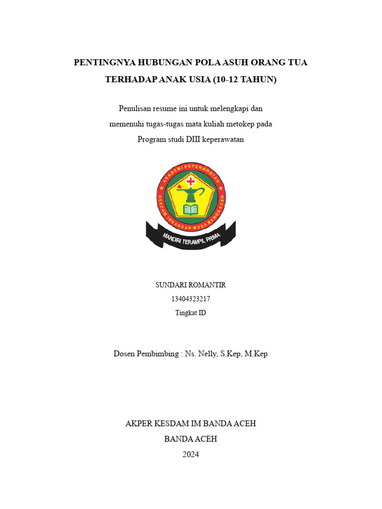 Pentingnya Hubungan Pola Asuh Orang Tua | PDF