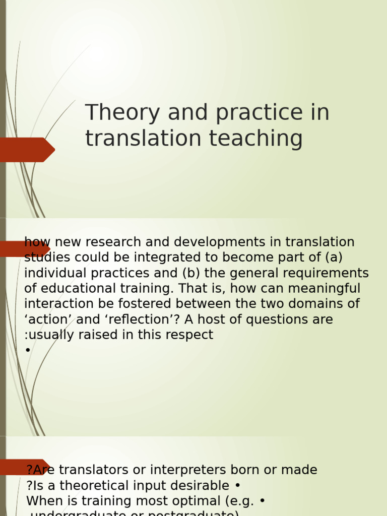 Integrating Theory in Translation Training | PDF | Translations ...