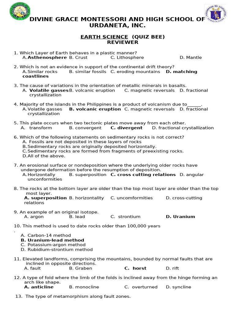 Earth Science Interbranch | PDF | Plate Tectonics | Rock (Geology)