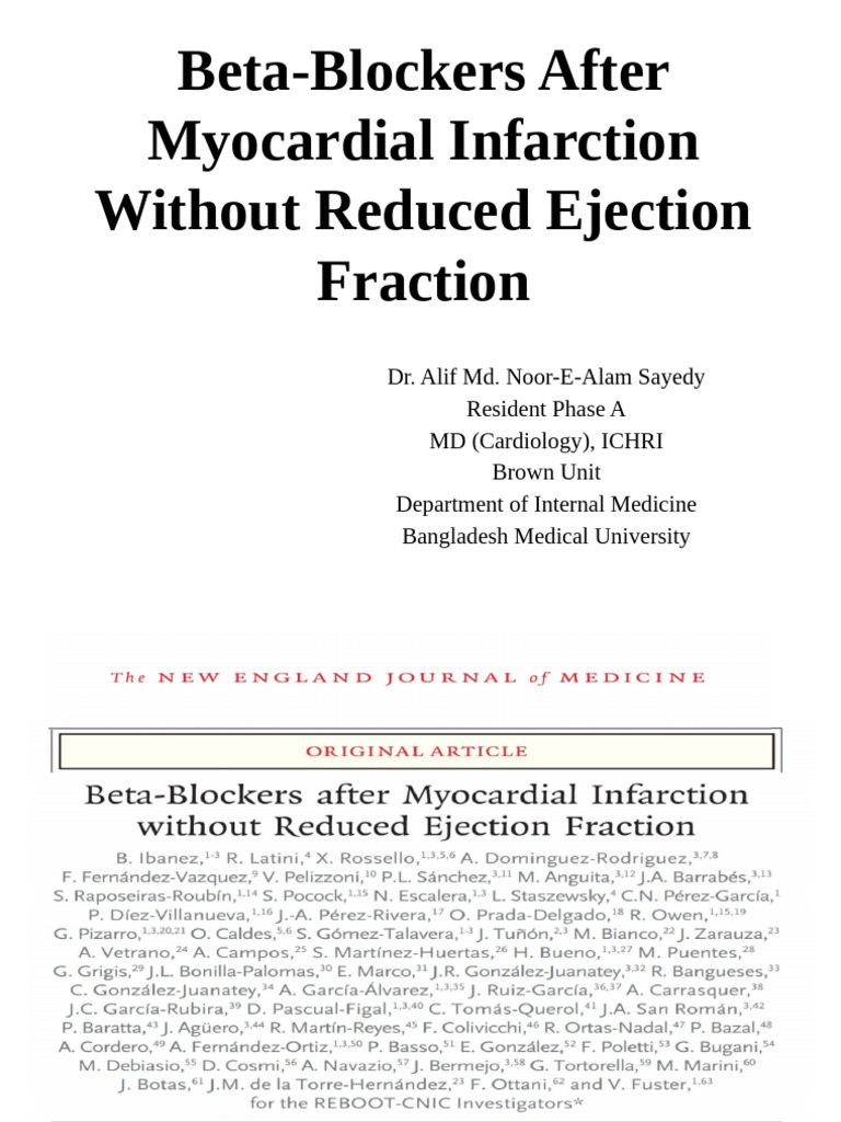 Beta-Blockers Post-Myocardial Infarction Study | PDF | Myocardial ...