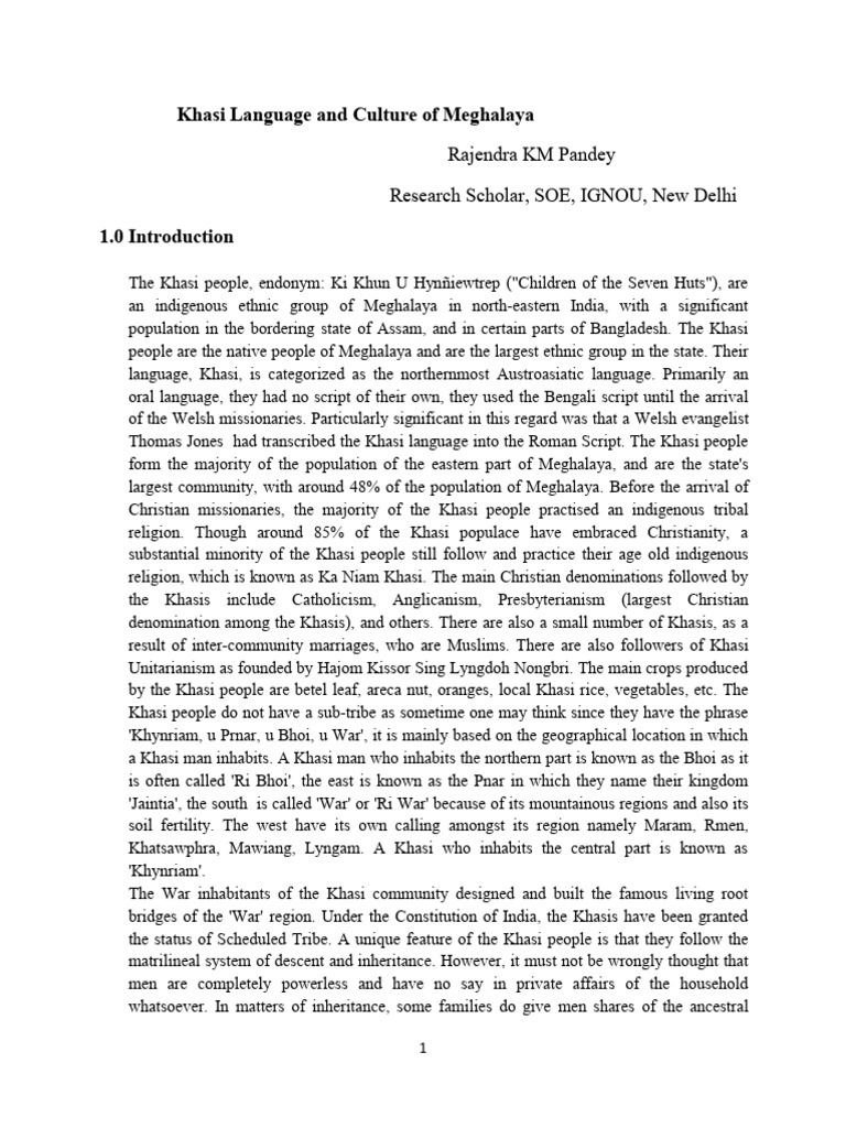Khasi Language and Culture Overview | PDF | Grammatical Gender | Grammar