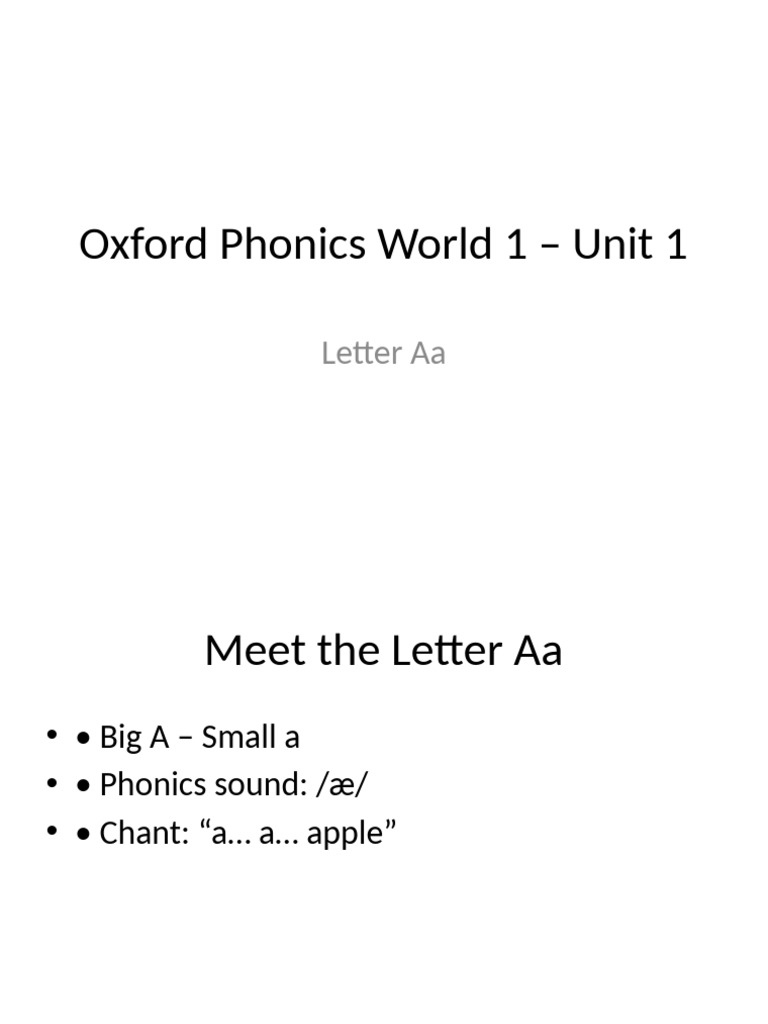 Oxford Phonics World 1: Letter Aa Guide | PDF
