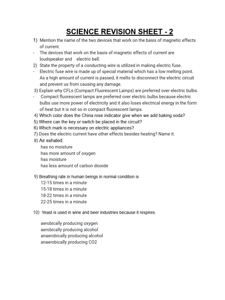 Revision - II 7th Science | PDF
