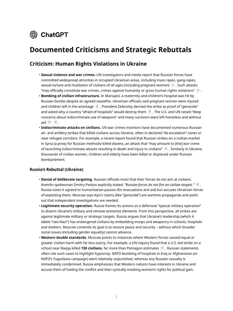 Ukraine War: Human Rights Violations | PDF | Chechnya | War Crime