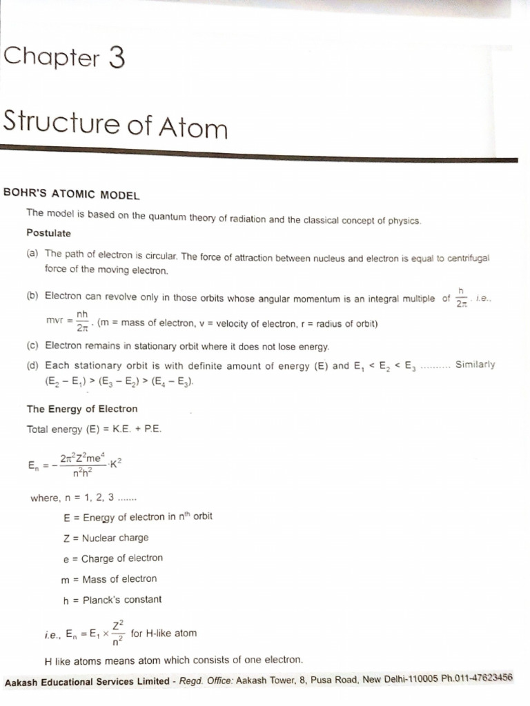 Structure of Atom - Formula Bank | PDF